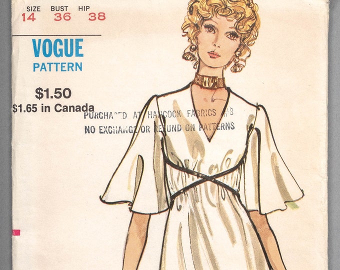 V9924 Sz 8 Vogue 9924 Late 70s Misses Smock Tunic Dress Jumper Sewing ...