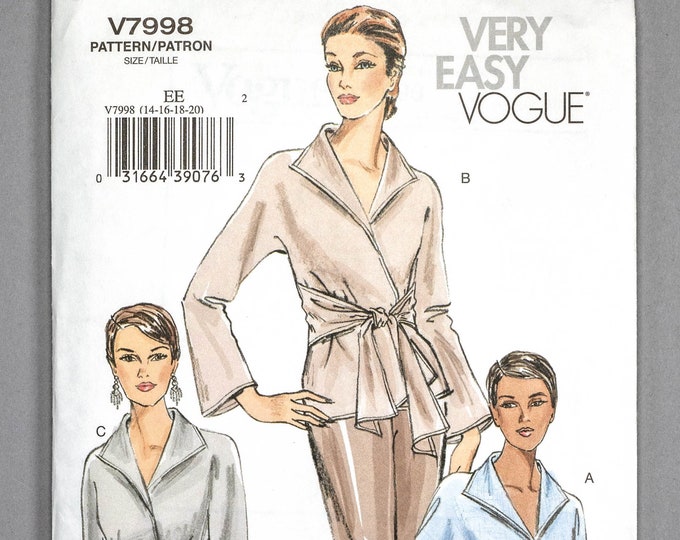V7998 | 14-20 | Very Easy Vogue 7998 Misses Wrap Blouse Shirt Top ...