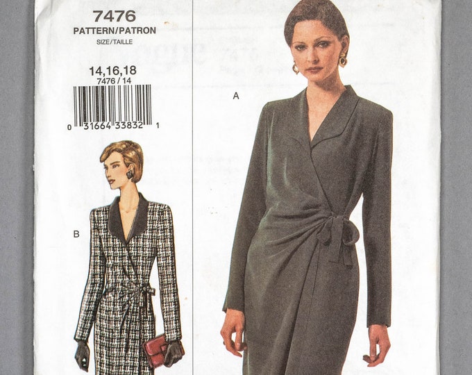 V7476 | 14-18 | the Vogue Woman 7476 Misses Fitted Wrap Dress Sewing ...