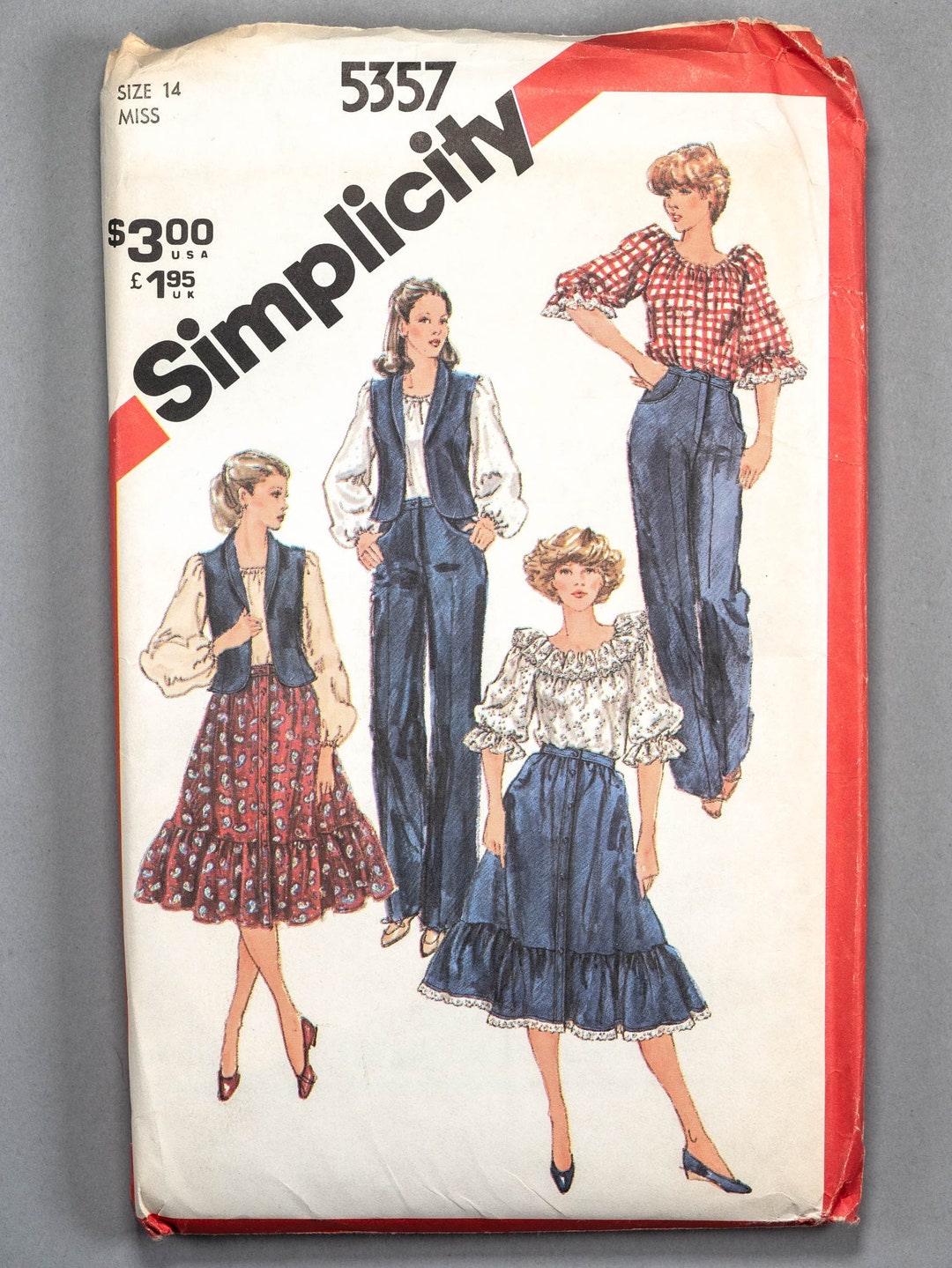 S5357 | Sz 14 | Simplicity 5357 1981 80s Misses Country Western Prairie ...