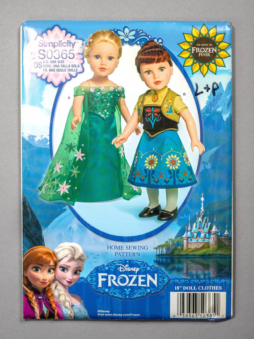 S1088 / S0365 18 Inch Doll Simplicity 1088 Disney Frozen Fever Costumes ...