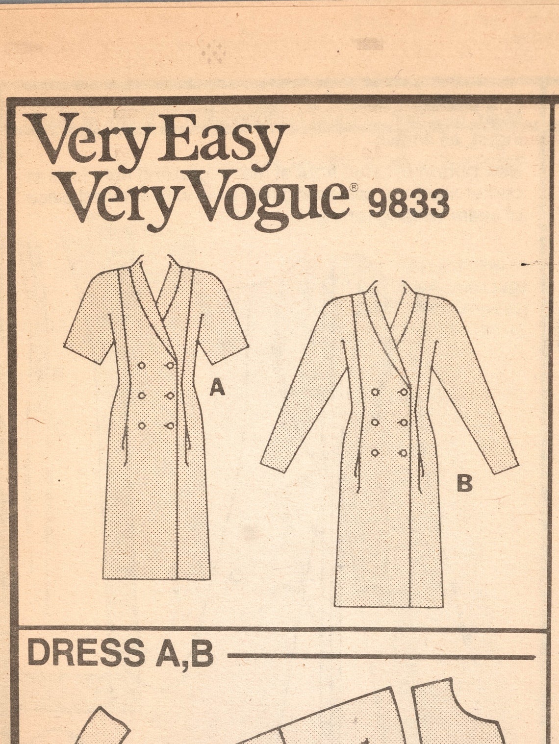 V9833 Sz 14-16-18 Vogue 9833 1987 Big 80s Misses Coat - Etsy