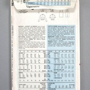 V9877 Sz 16 Vogue 9877 1987 80s Misses Jacket & Sheath - Etsy