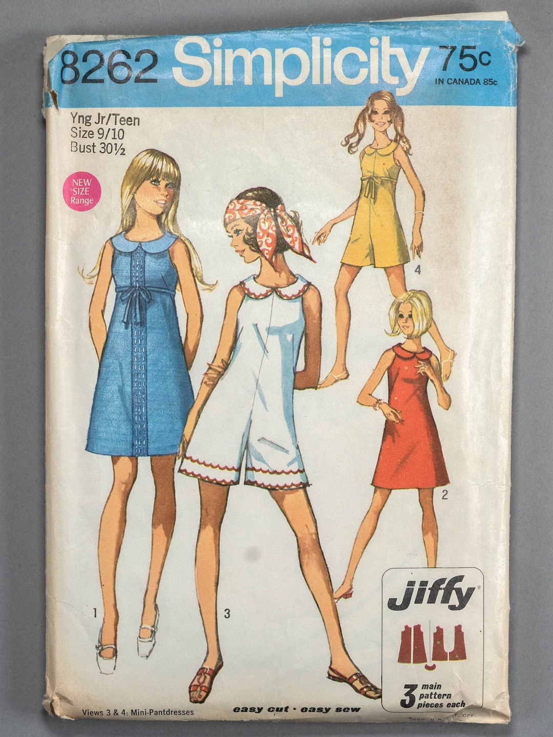S8262 | Teen - Junior Sz 9/10 | Simplicity 8262 1969 60s Sewing Pattern ...