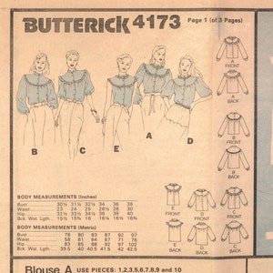 B4173 Sz 6 Butterick 4173 Retro Prairie Blouse Top Misses - Etsy