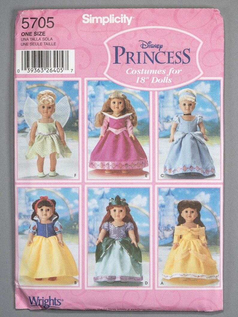 S5705 18 Inch Doll Simplicity 5705 Disney Princess - Etsy