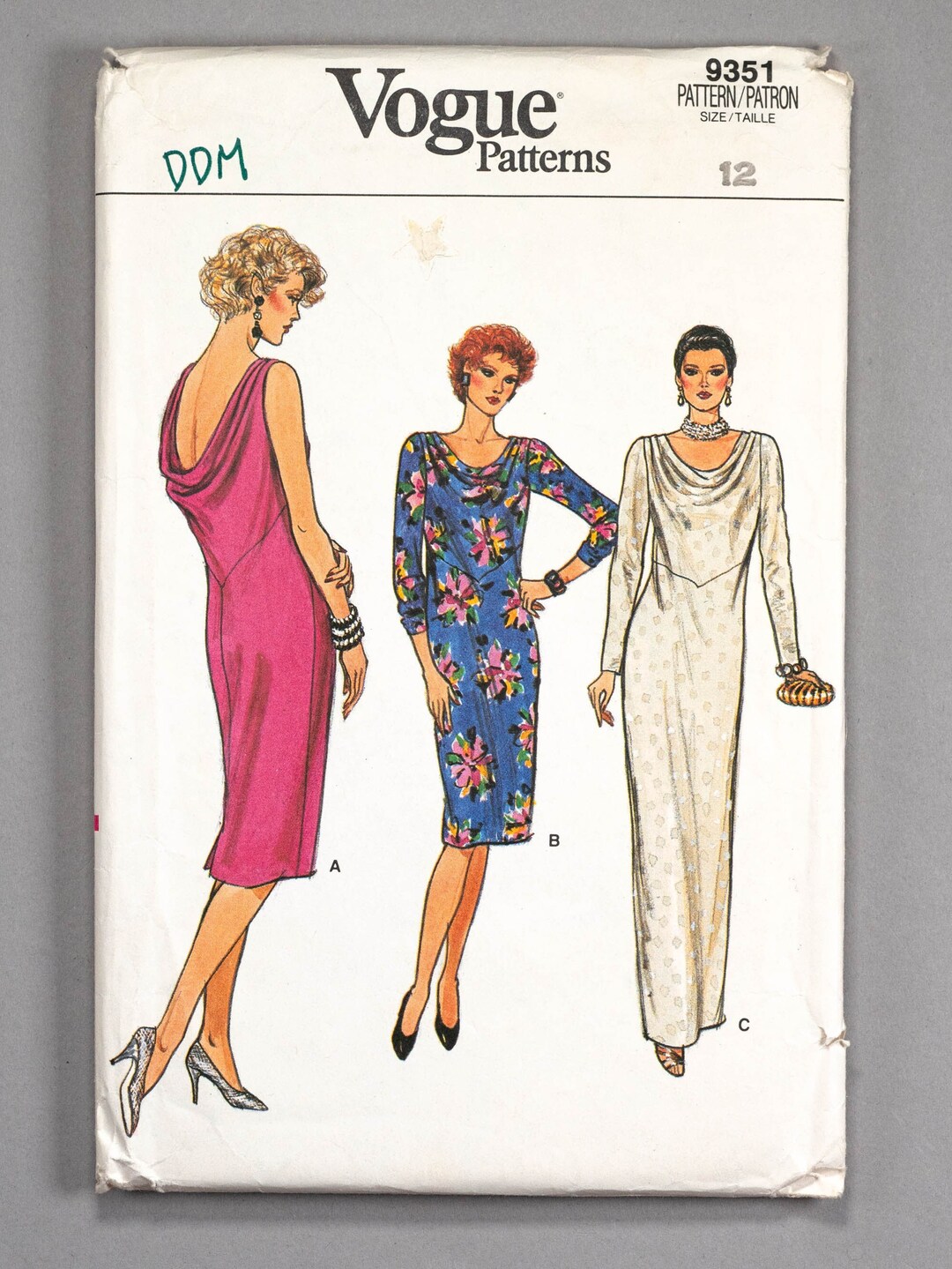 V9351 Sz 12 Vogue 9351 Iconic 80s Pullover Cocktail Dress or Evening ...