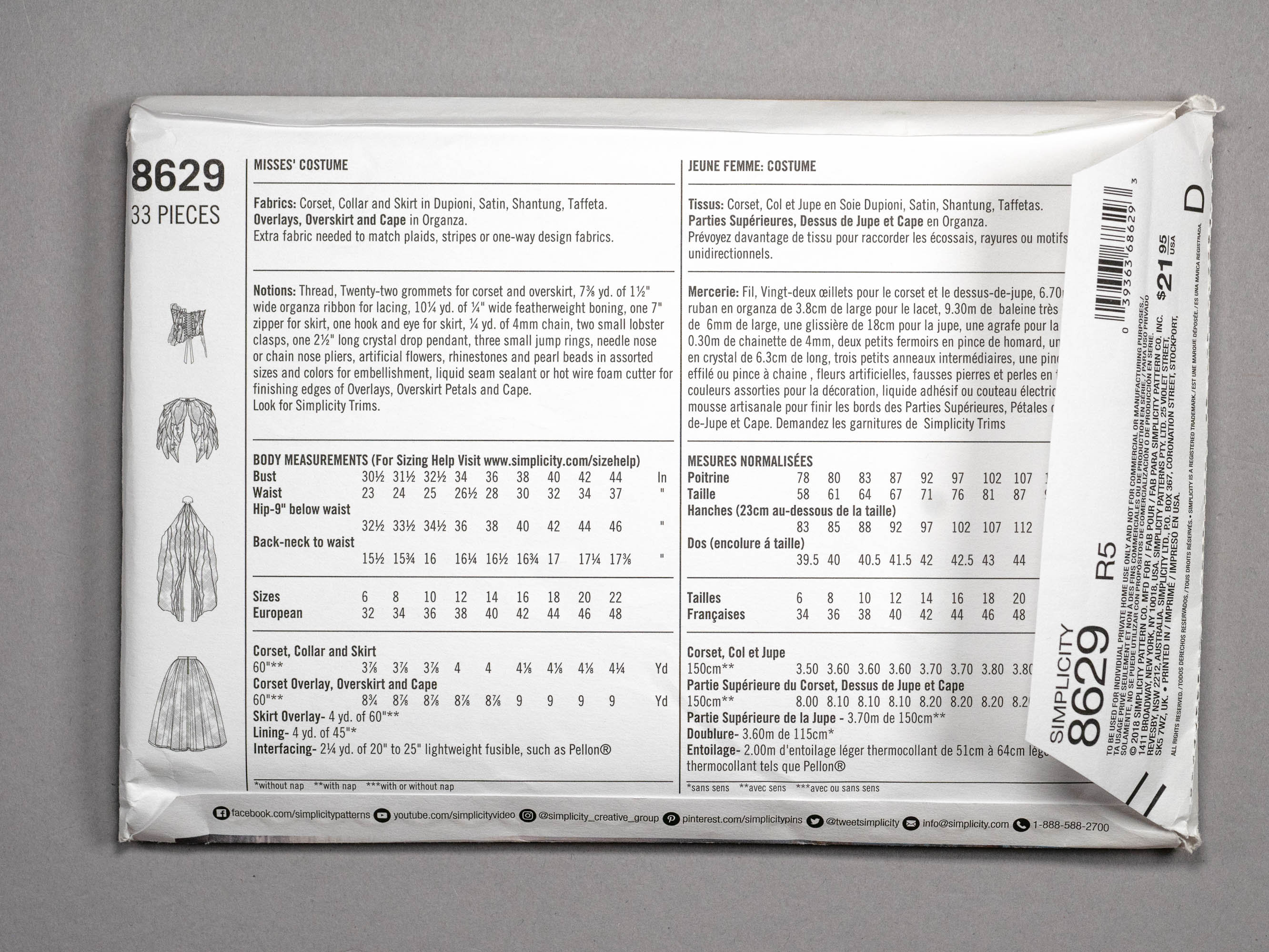 S8629 | Szs 14-22 | Simplicity 8629 Fantasy Fairy Ice Queen Costume ...