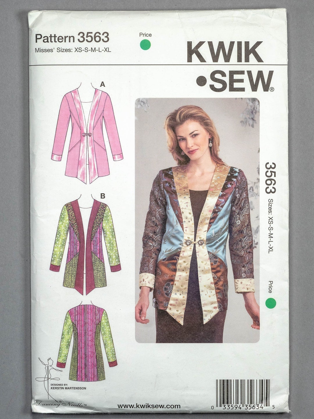 Kwik Sew 3563 | Szs XS-XL | Misses Pieced Front Color Block Jacket ...