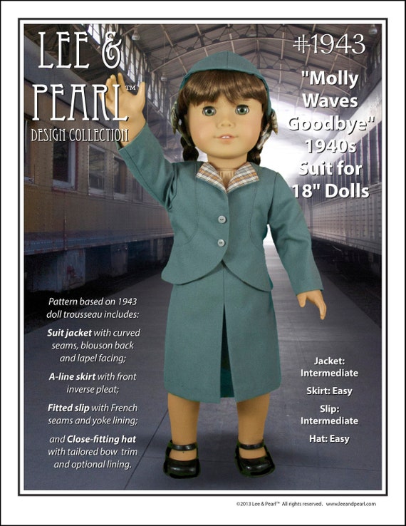 L P 1943 Molly Waves Goodbye 1940s Suit for 18 Inch Dolls Such as American Girl Retro Doll Jacket A line Skirt Slip and Hat Cap Etsy Australia