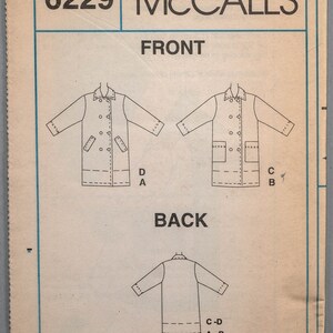 M6229 | SML (C32 1/2–34) | Mccall's Mens Teens Misses Unisex Lined Coat ...