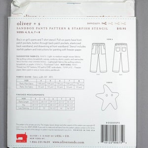 Oliver + S Sandbox Pants and Starfish Stencil | Child 4-8 | Sewing ...
