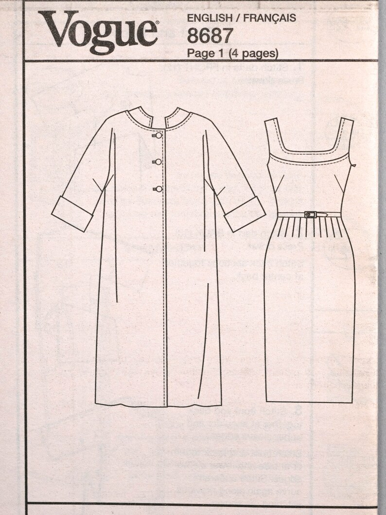 V8687 | Szs 16-22 | Vogue 8687 Original 1954 Design Misses Dress Belt ...