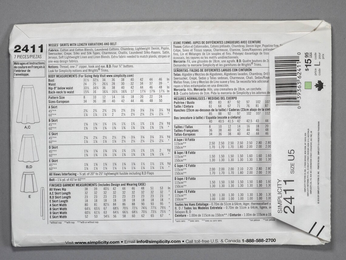 S2411 Sz 16-18 Simplicity 2411 Misses Sewing Pattern: - Etsy