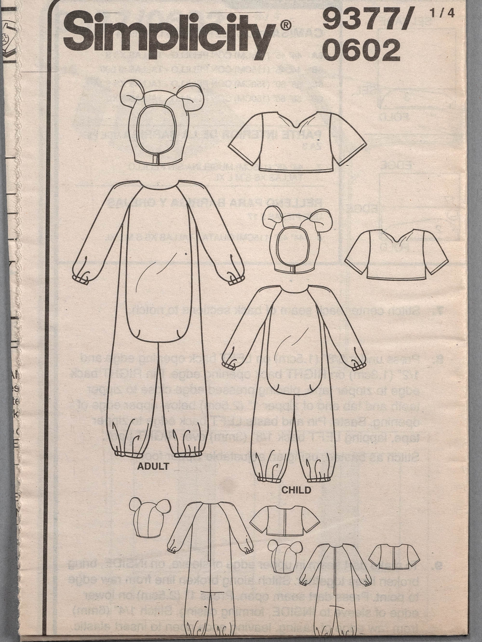 0602 / S9377 Child 3-8 Adult XS-XL Simplicity 9377 - Etsy