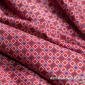 100% Silk Twill Fabric for Neckties — Brown or Garnet Red Diamonds ...