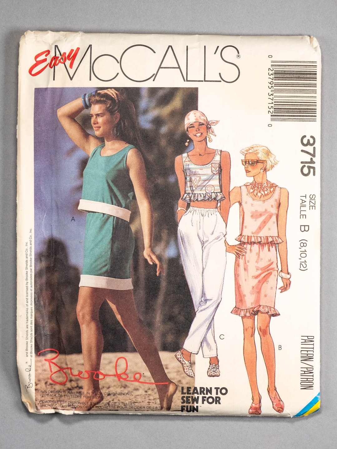 M3715 | Sz 8-12 | Brooke Shields for Mccall's 3715 Retro 80s 1980s Crop ...