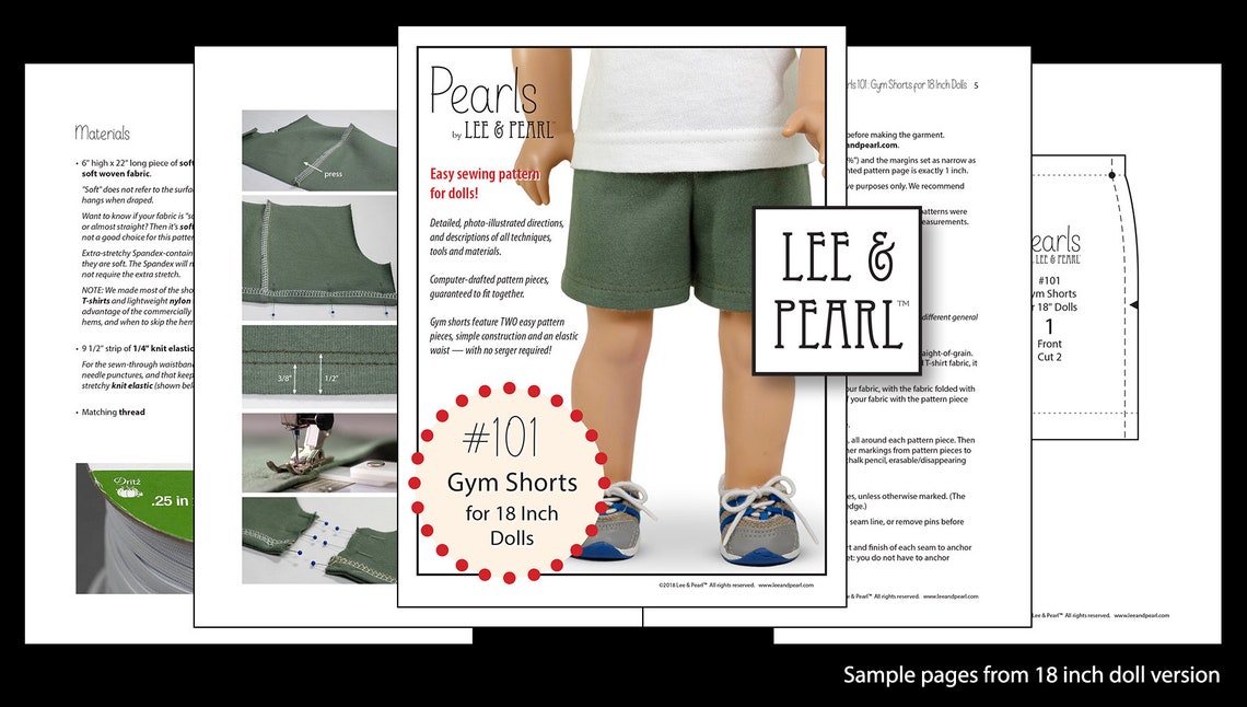 L&P 101: Gym Shorts Pattern for 18 Inch Dolls Such as American Girl ...