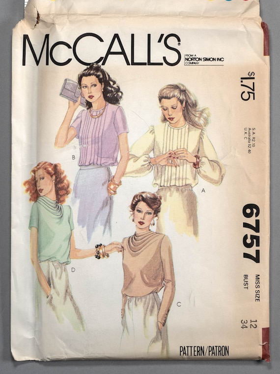 M6757 Sz 12 Mccall's 6757 Sewing Pattern Misses 1979 - Etsy