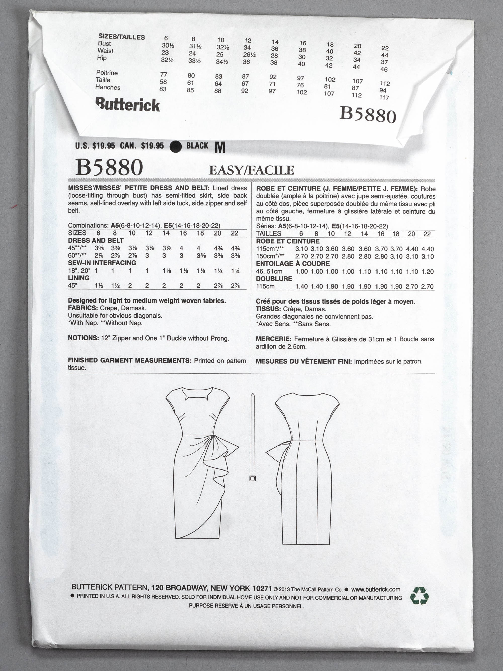 B5880 | Sz 14-22 | Butterick 5880 Retro '51 Misses Sewing Pattern 50s ...