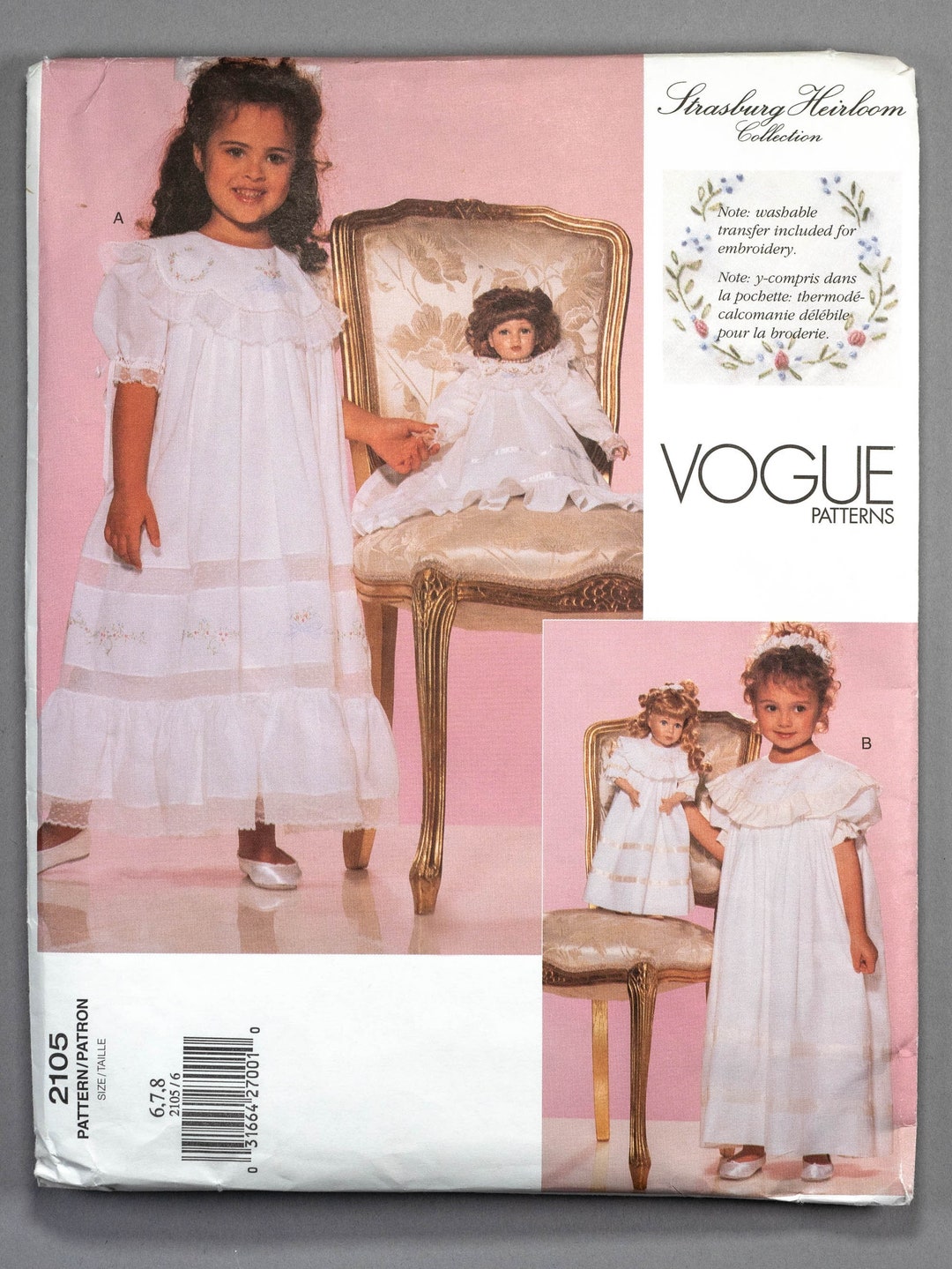 V2105 | Sz 6-8, 18 Inch | Strasburg Heirloom Collection Vogue 2105 Girl ...