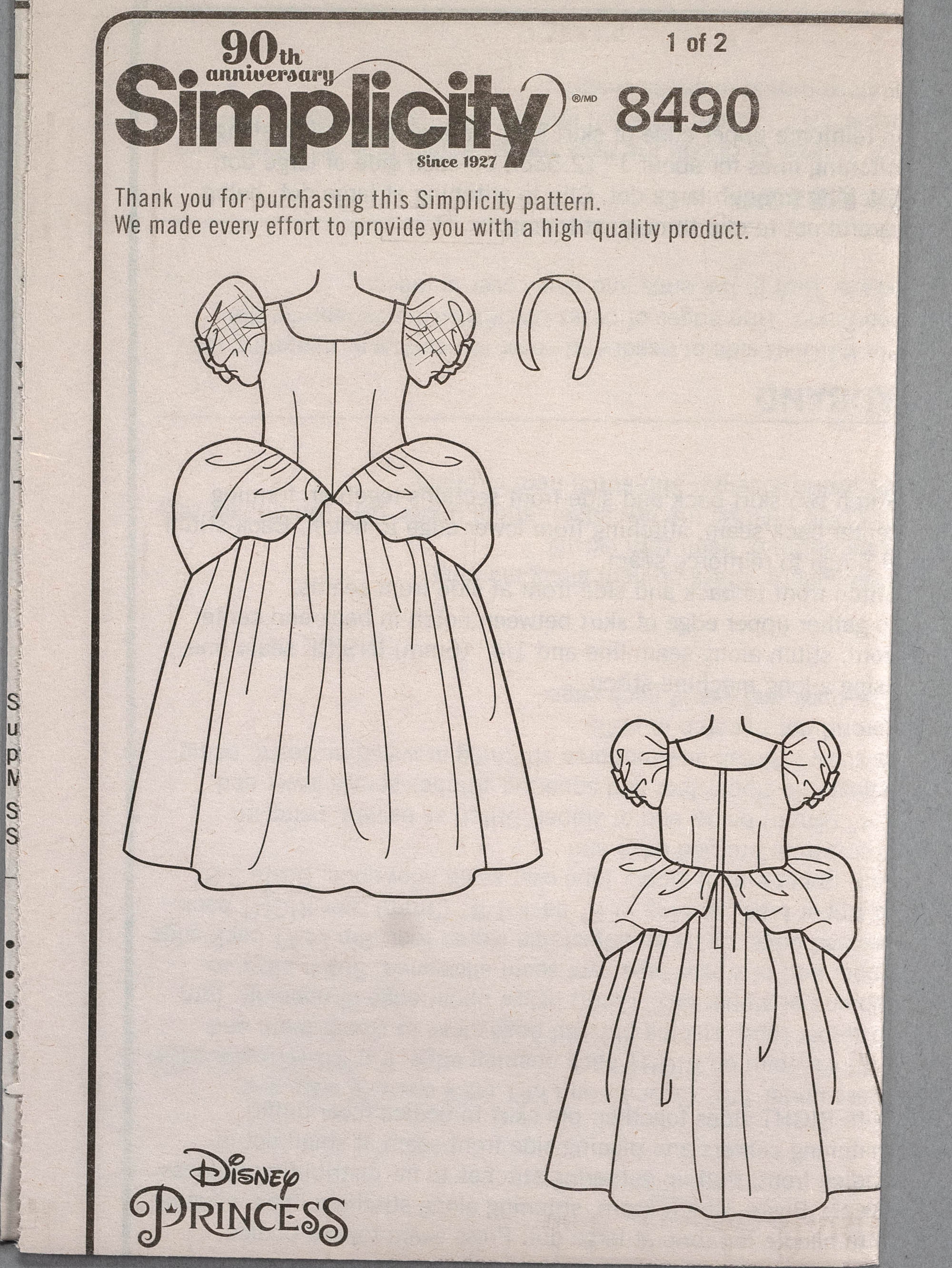 S8490 Sz 3-6 Simplicity 8490 Child Toddler Girls Disney - Etsy