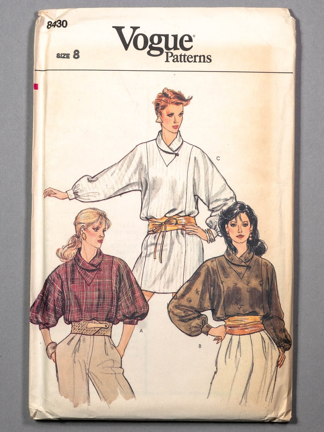 V8430 | Sz 8 | Vogue 8430 Retro 1980s 80s Misses Tunic Dress or ...