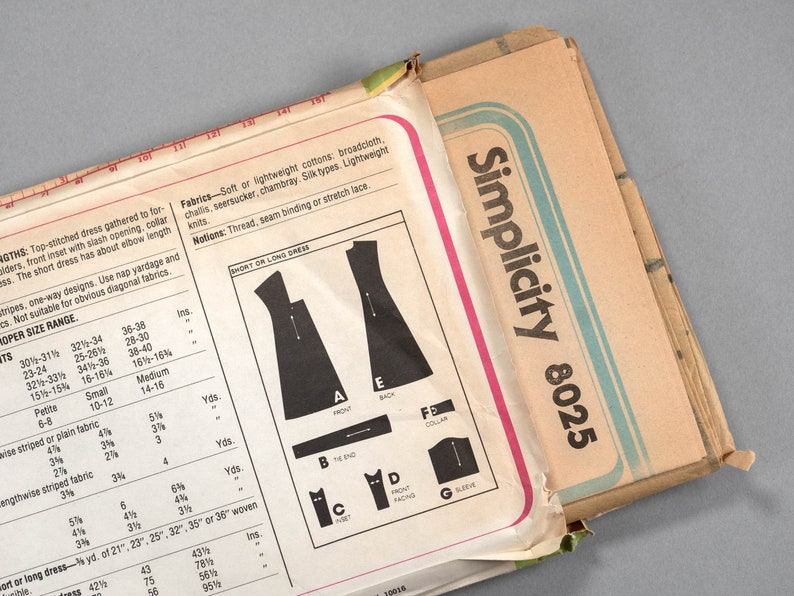 S8025 Sz 6-8 Simplicity 1977 70s Misses Dress Sewing - Etsy