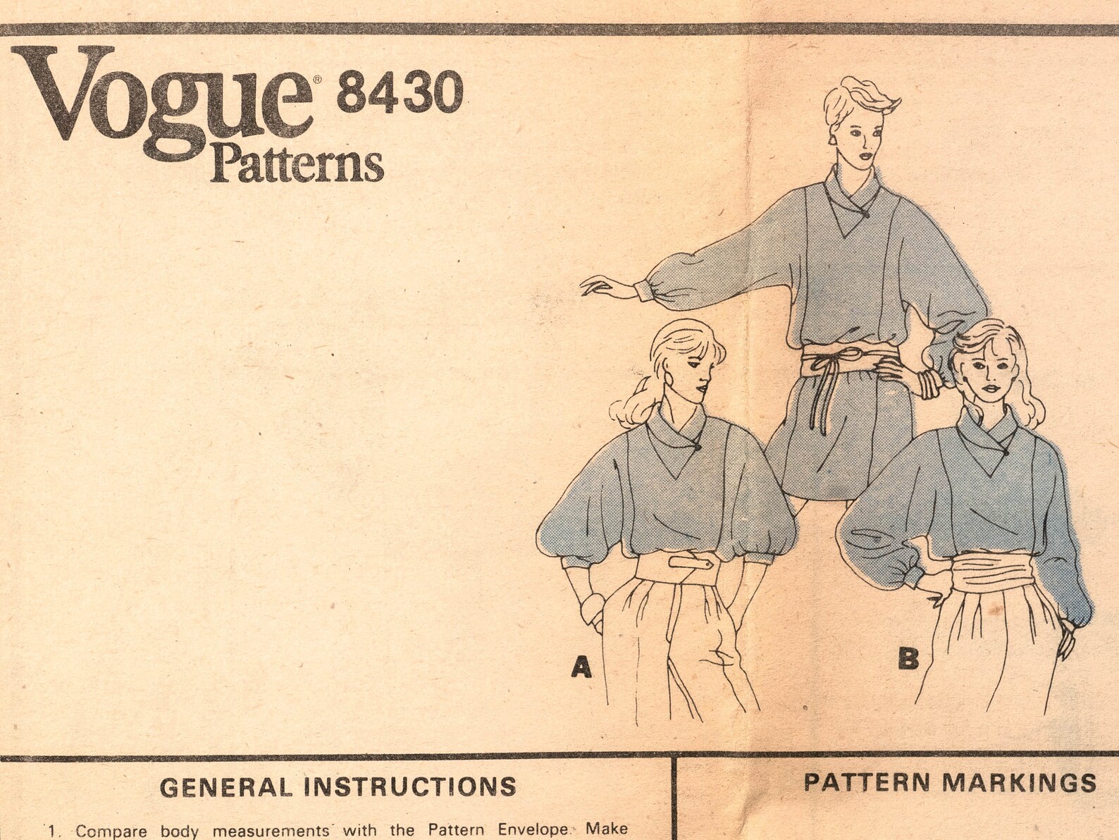 V8430 | Sz 8 | Vogue 8430 Retro 1980s 80s Misses Tunic Dress or ...