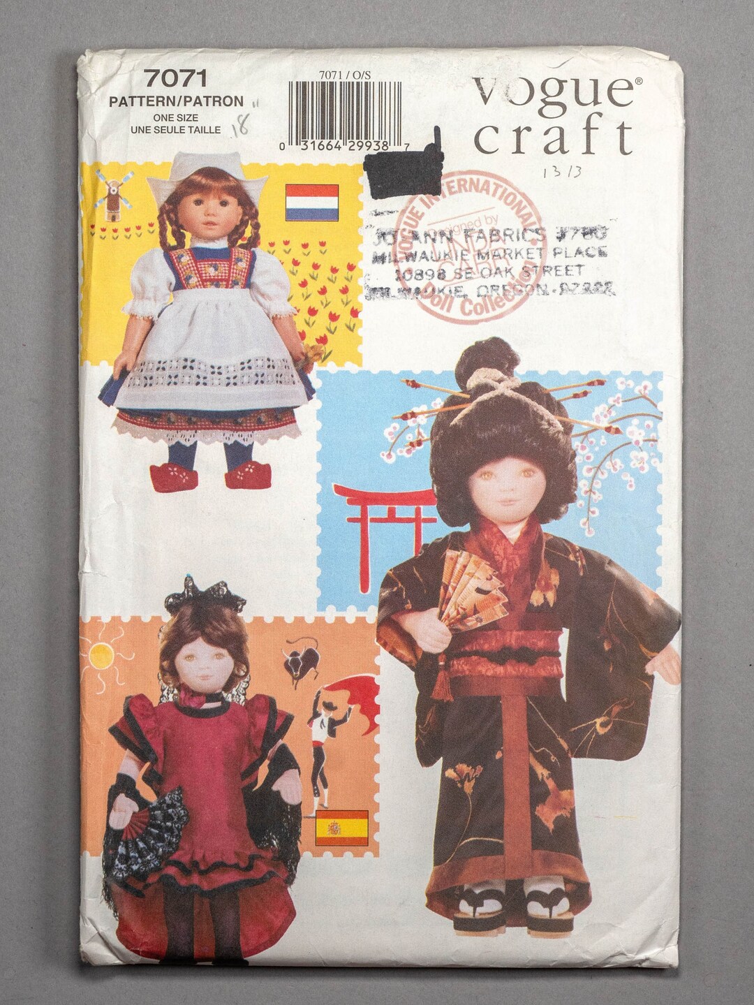 V7071 18 Inch Doll Vogue International Collection 7071 Sewing Pattern