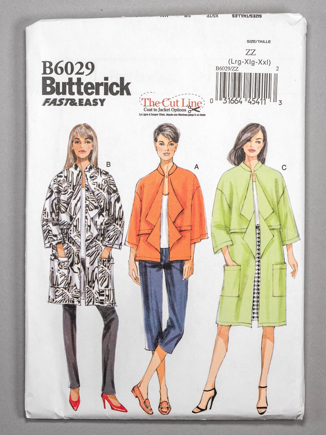 B6029 | Lrg-xxl | Butterick 6029 the Cut Line Loose Fitting Unlined ...