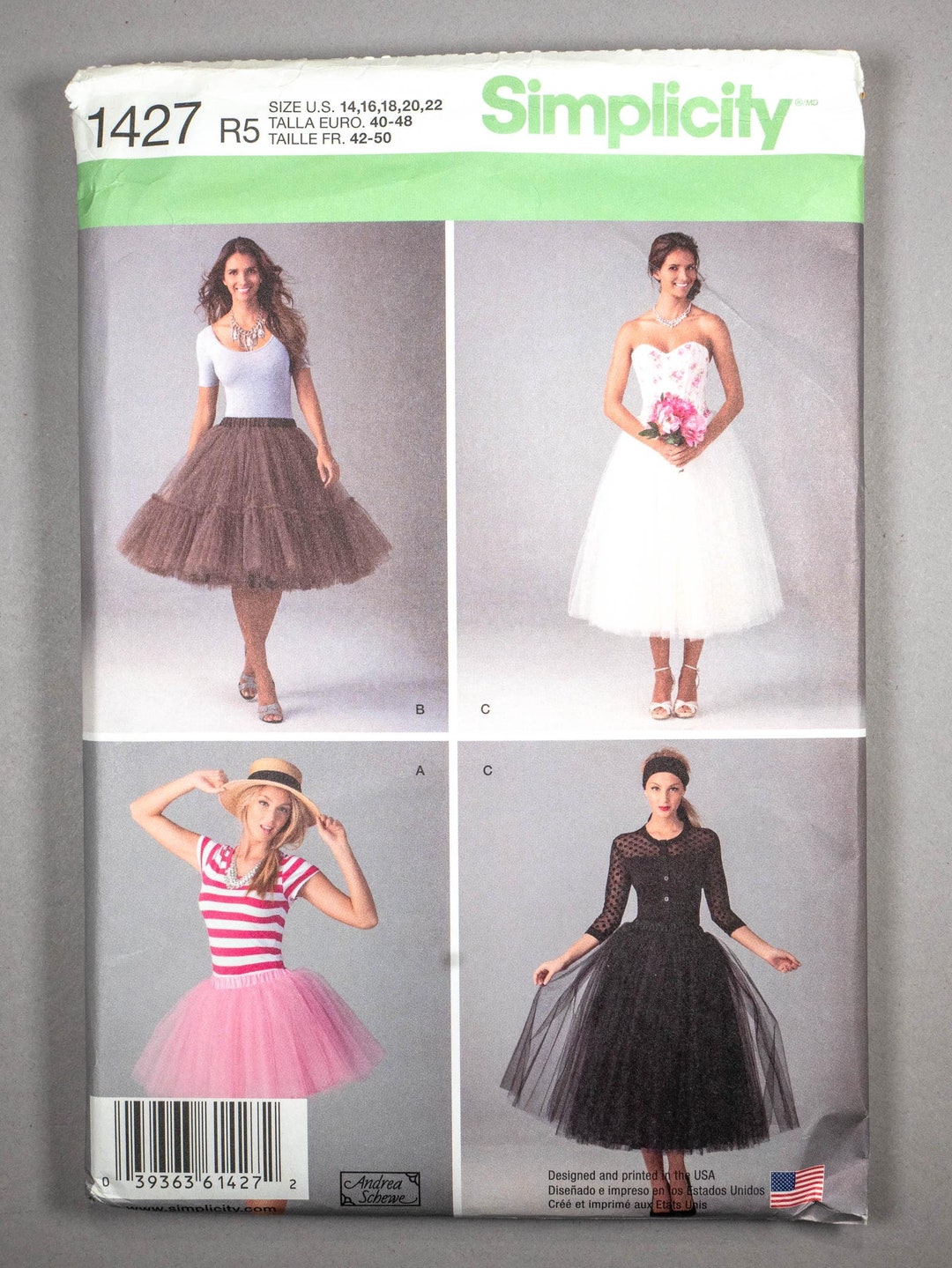 S1427 | Szs 14-22 | Simplicity 1427 Tulle Skirt in Three Lengths Sewing ...
