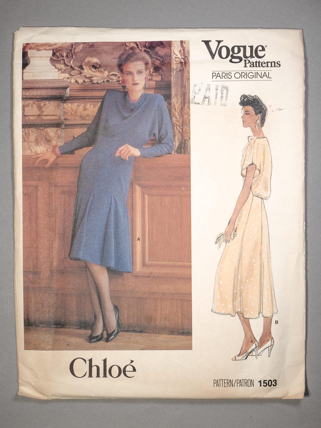 V1503 | Sz 10 | Chloé Vogue Paris Original 1503 Dress Sewing Pattern ...