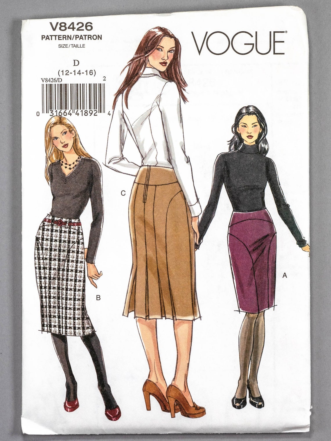 V8426 | Szs 12-16 | Vogue 8426 Misses Pencil Skirt Variations Sewing ...