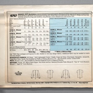 M6757 | Sz 12 | Mccall's 6757 Sewing Pattern Misses 1979 70s Dressy ...