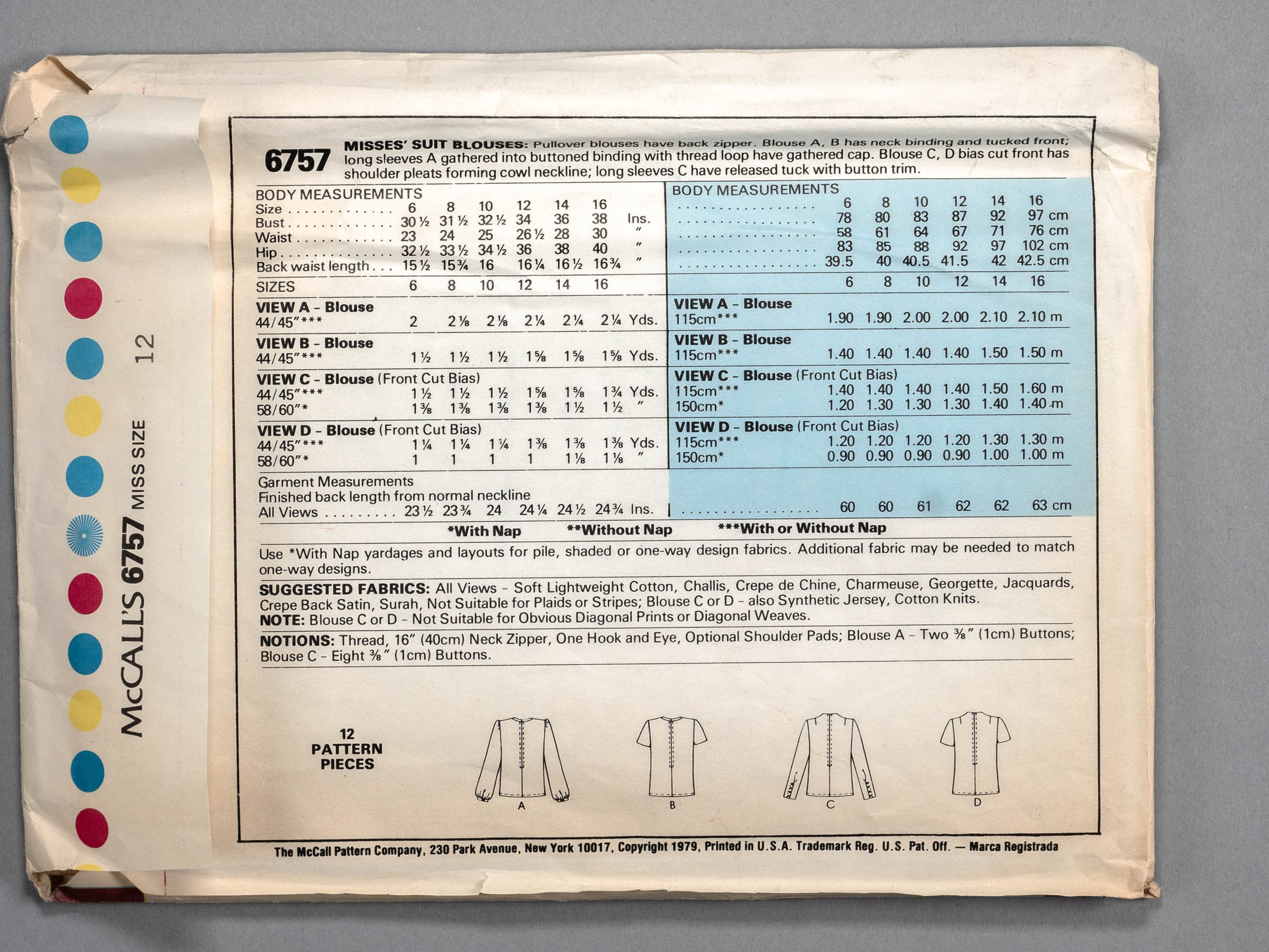M6757 | Sz 12 | Mccall's 6757 Sewing Pattern Misses 1979 70s Dressy ...