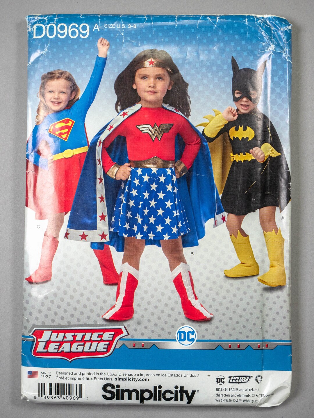 D0969 / S1035 Sz 3-8 Simplicity 1035 Childs Toddlers Girls DC Superhero ...