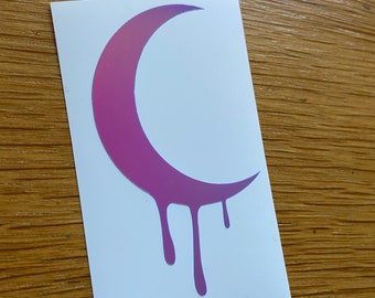 Dripping Moon Skull Rose Flower Creepy Vinyl Sticker - Etsy