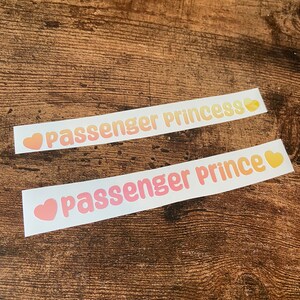 Passenger Princess Prince Vinyl Car Decal - Etsy