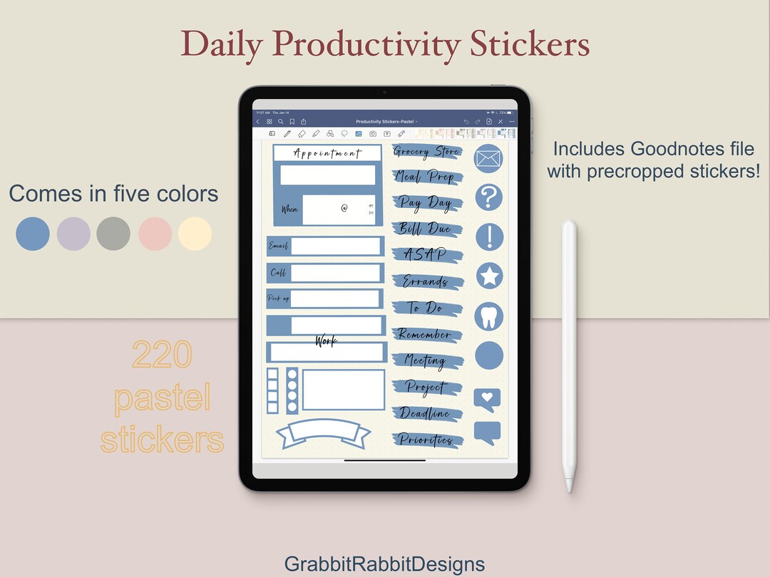 Digital Productivity Stickers for Goodnotes - Etsy