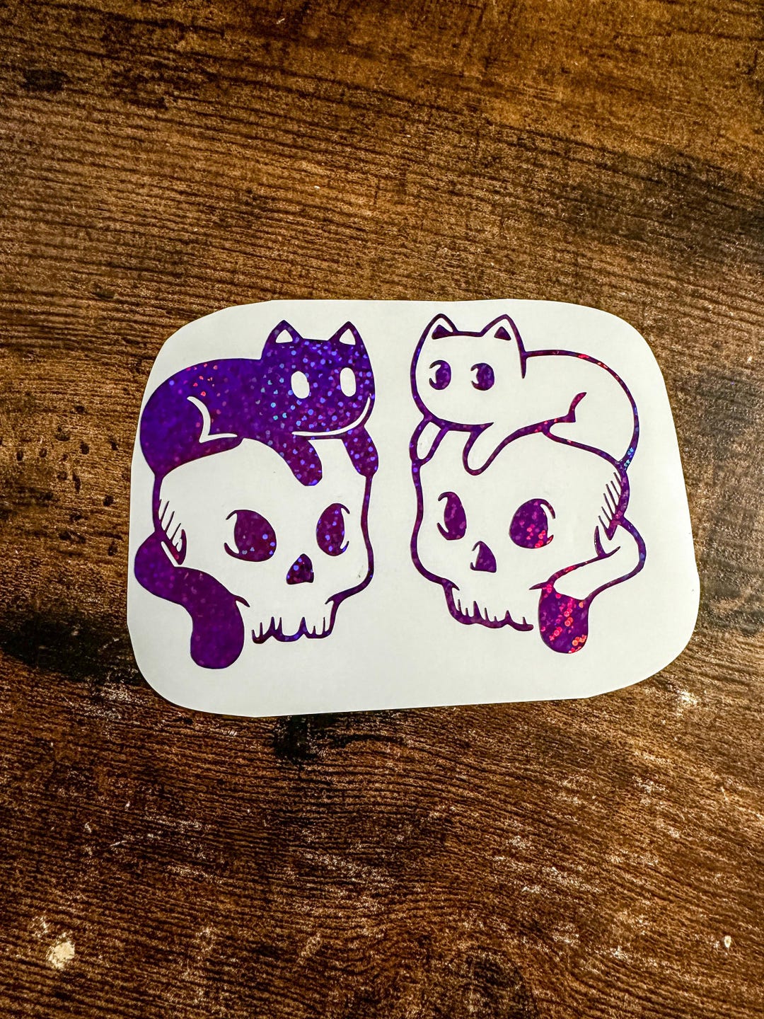 Light & Dark Cats on Skulls Vinyl Decal Custom Gothic Sticker for Cars ...
