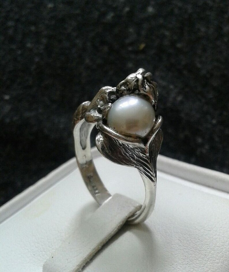 Antique Mermaid Pearl Sterling Silver Ring | Etsy