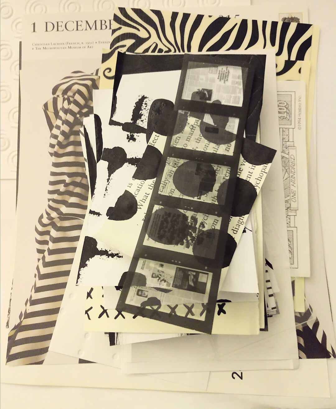 Mystery Black, White, Gray Scrap Mixed Paper Pack- Hand Painted Papers ...