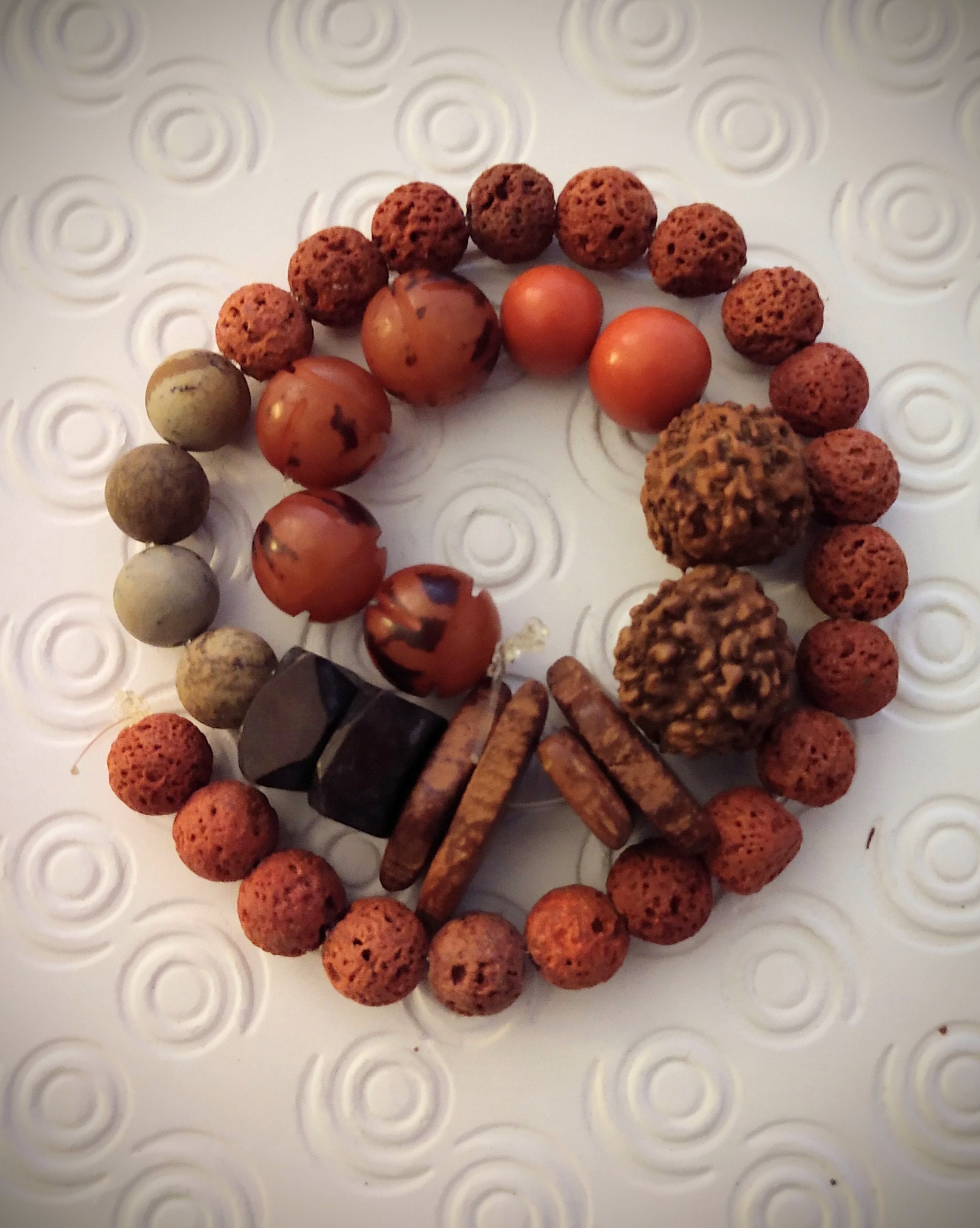 Curated Bead Assortment mostly Reds Gemstones, Natural Beads, Wood ...