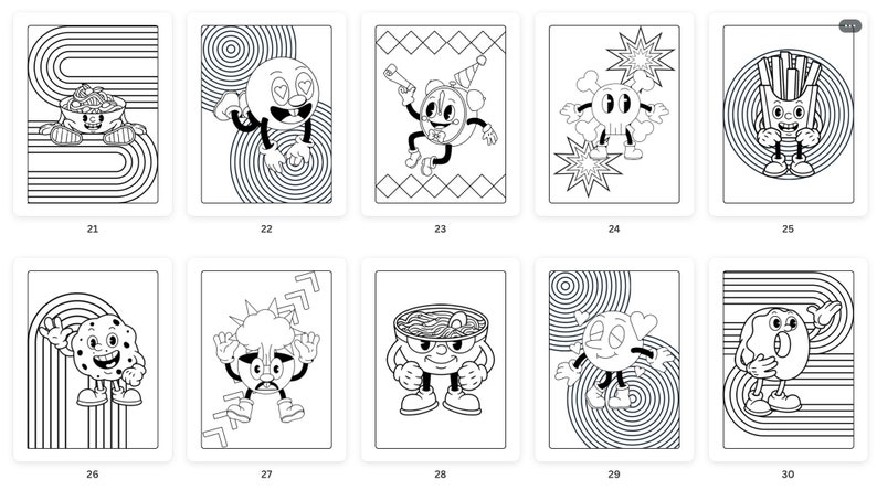 Retro Cartoon Coloring Pages for Kids & Adults - Etsy