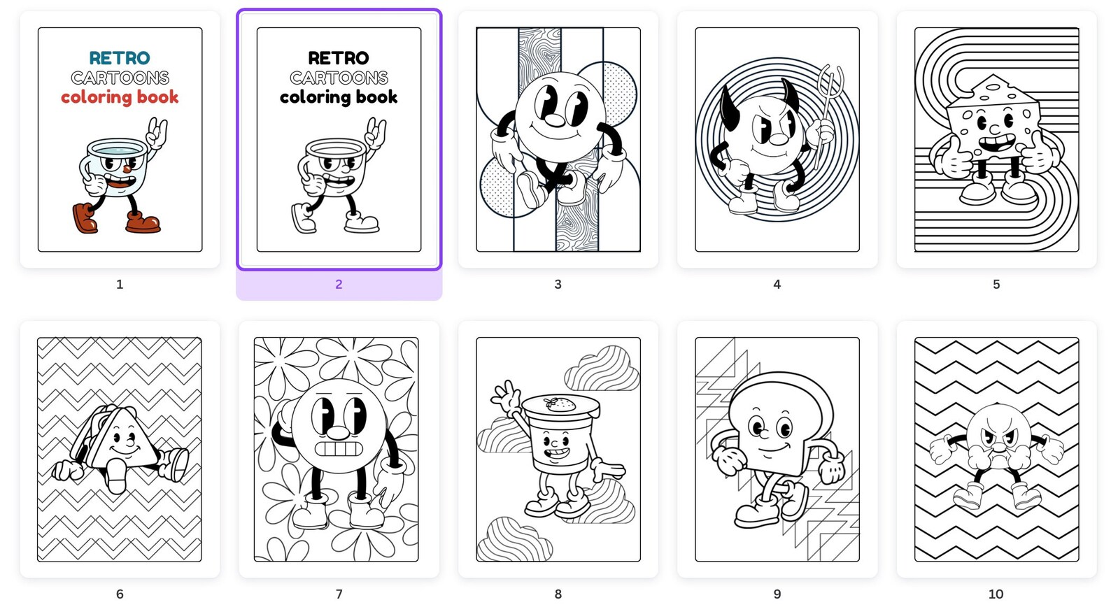 Retro Cartoon Coloring Pages for Kids & Adults - Etsy