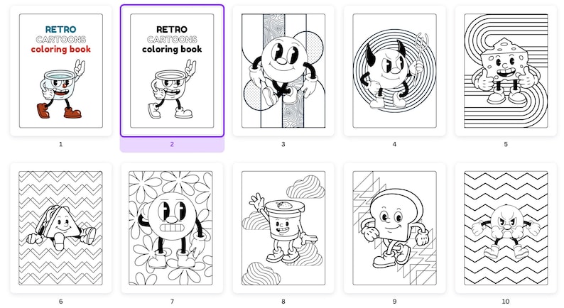 Retro Cartoon Coloring Pages for Kids & Adults - Etsy