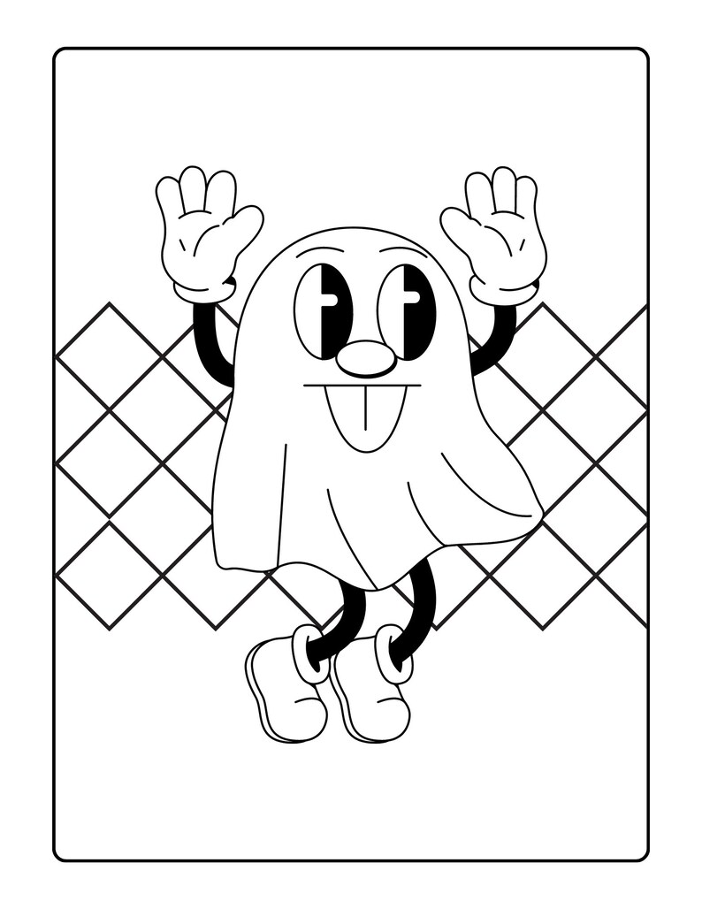 Retro Cartoon Coloring Pages for Kids & Adults - Etsy