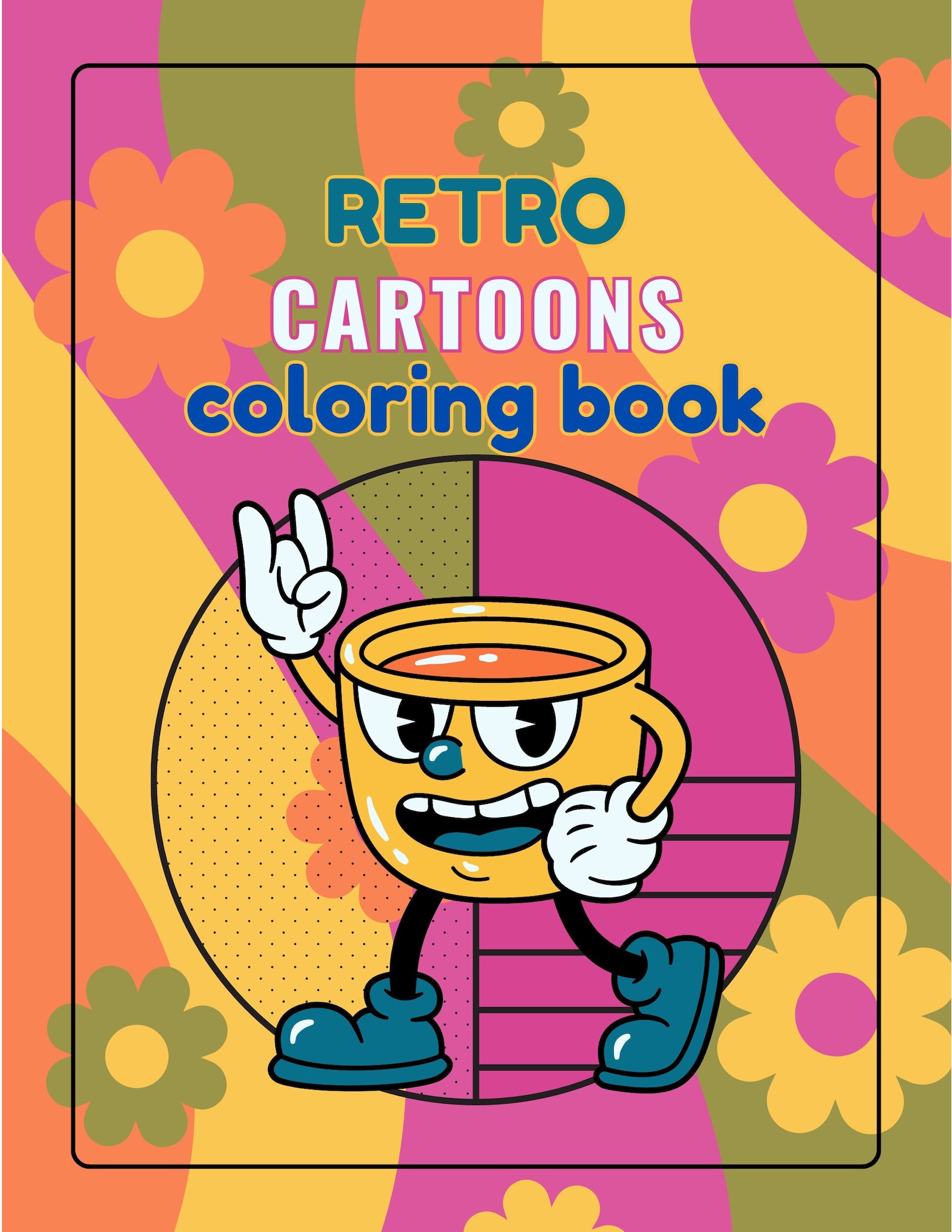 Retro Cartoon Coloring Pages for Kids & Adults - Etsy