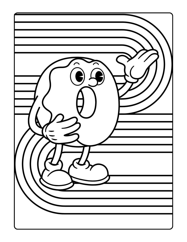 Retro Cartoon Coloring Pages for Kids & Adults - Etsy